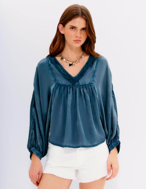 Blusa Rapsodia manga larga para mujer 1