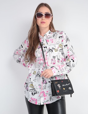 Blusa camisera Karl Lagerfeld Paris manga larga para mujer